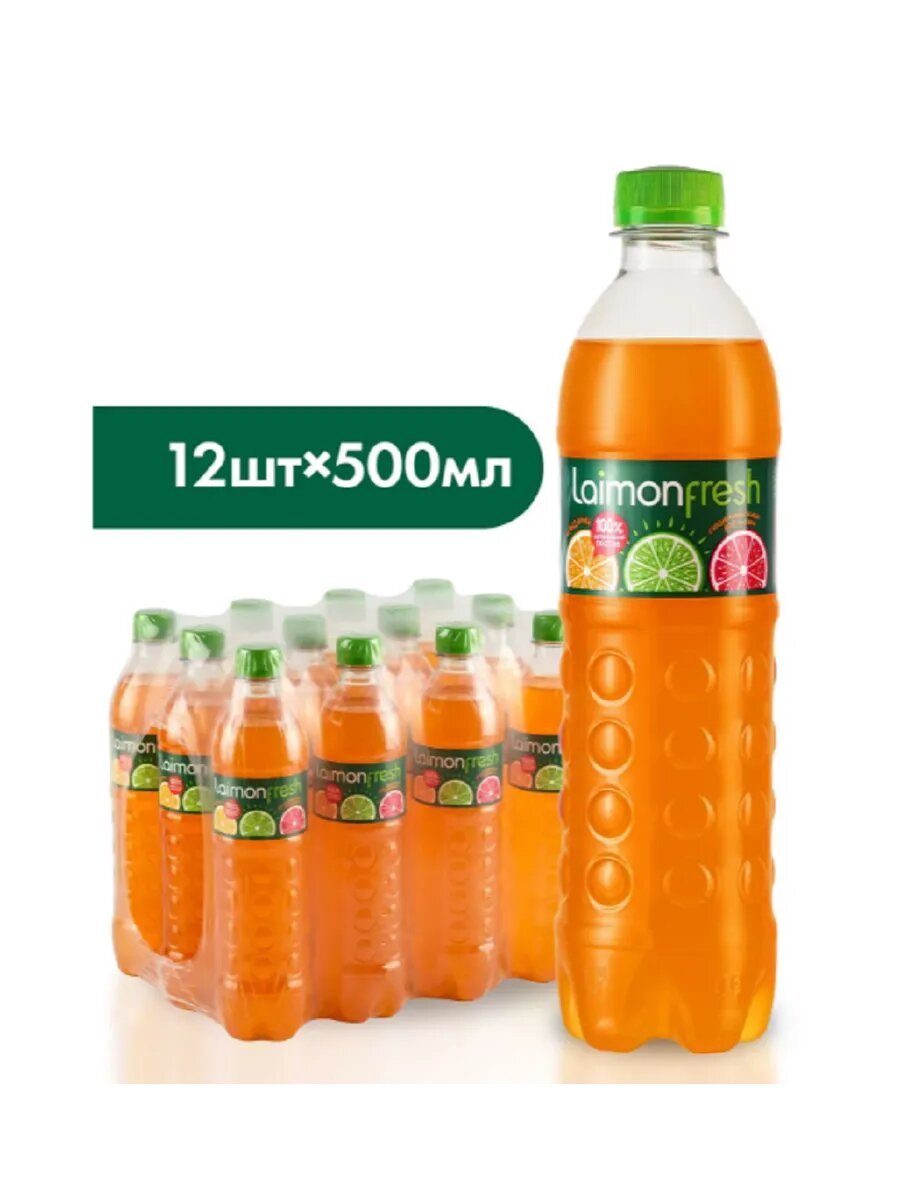 Laimon Лимонад Fresh сицилийский апельсин, 12 шт по 0,5 л