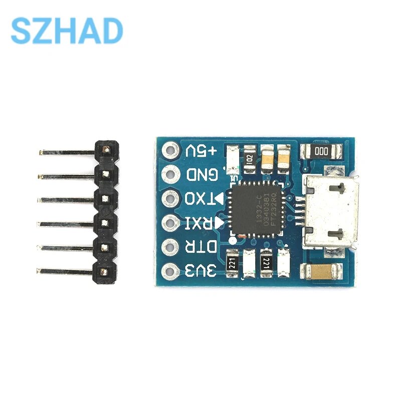 Модуль последовательного адаптера USB-TTL FT232RQ с интерфейсом Micro USB, 3.3В/5В, конвертер-загрузчик FT232, совместимый с FT232RL UART