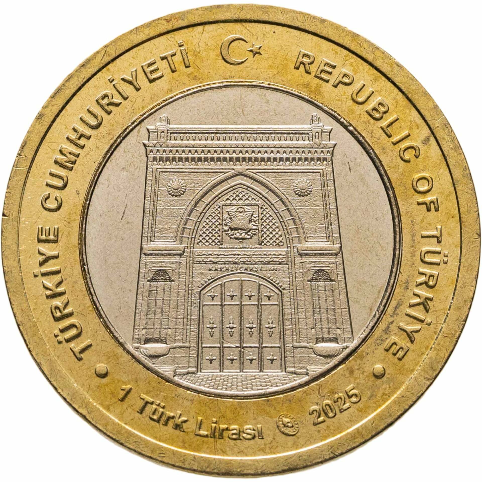 Турция 1 лира lira 2025 "Большой базар", Биметалл, в сохранности BUNC
