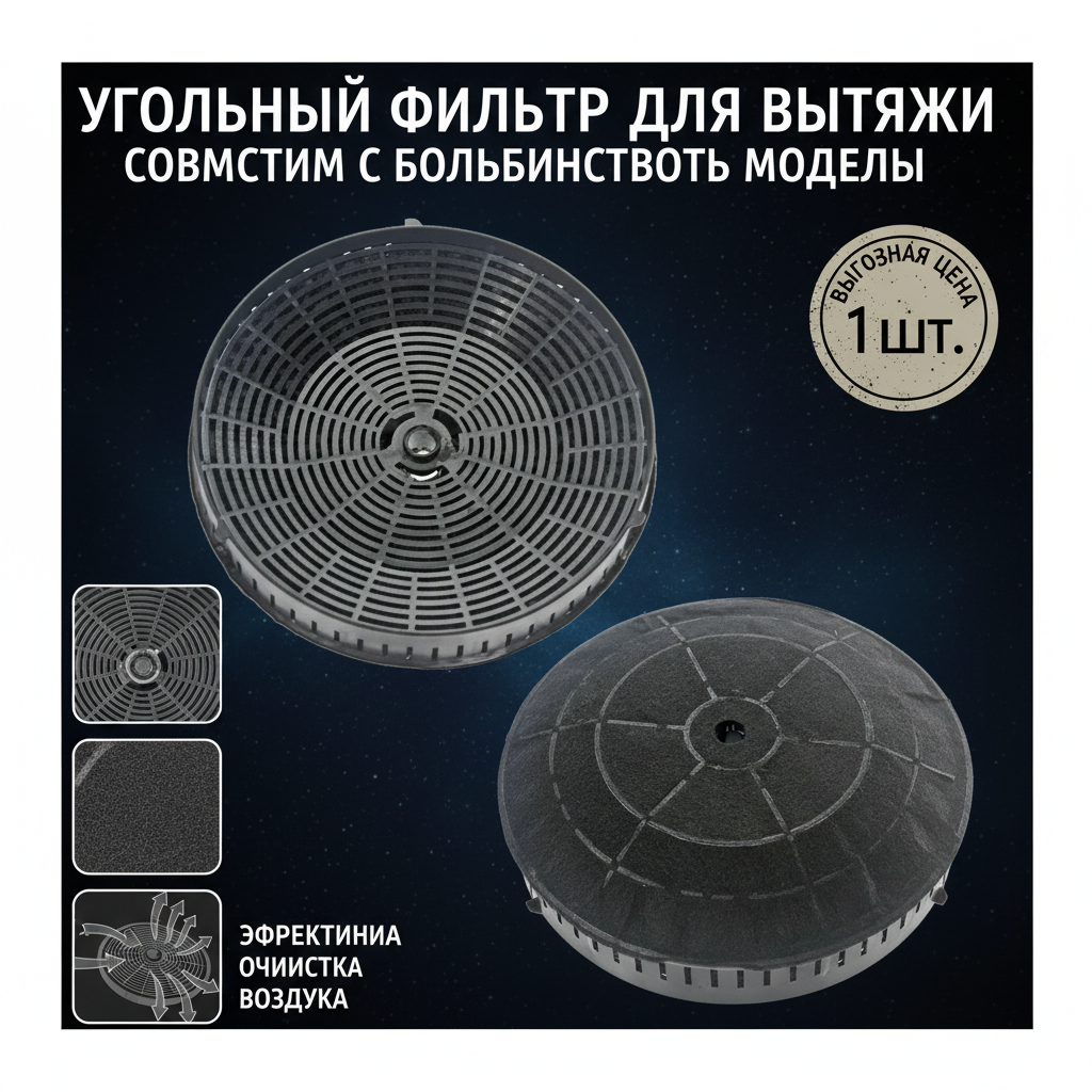 Специальный угольный фильтр для вытяжки Элика артикул CFC0038668 и CFC0140343 одиночный