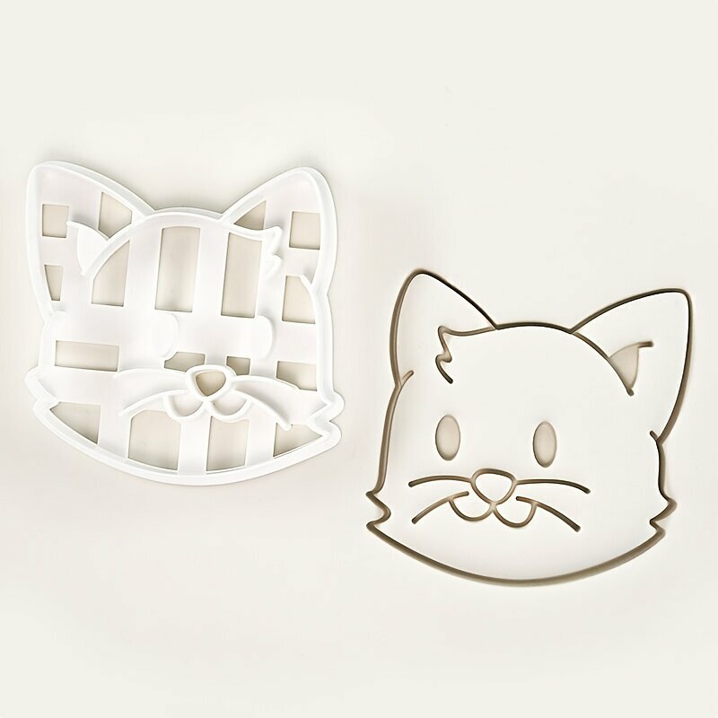 Формочки для печенья "Кот и рыба", молды в виде котенка и рыбьего скелета для выпечки, украшения тортов и тематических проектов с питомцами, Стиль A