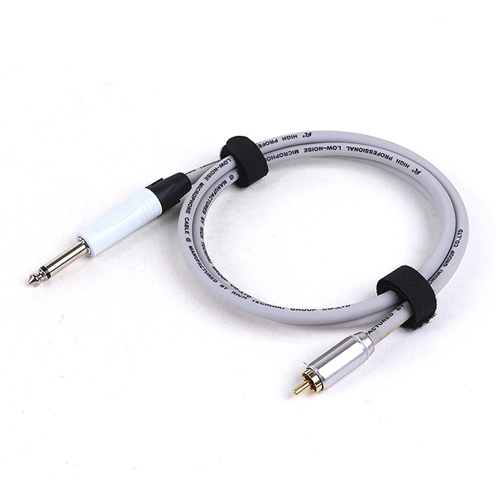 Аудиокабель RCA-Jack 6.35 мм GuerGuo White-TS-RCA, 0.2M