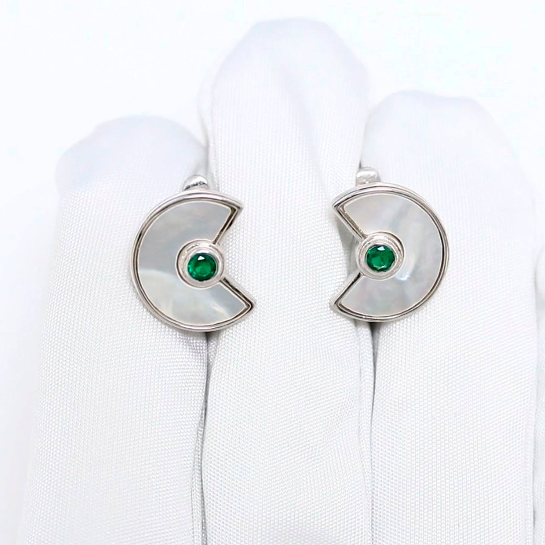 Серьги, серебро, 925 проба, родирование, фианит, перламутр