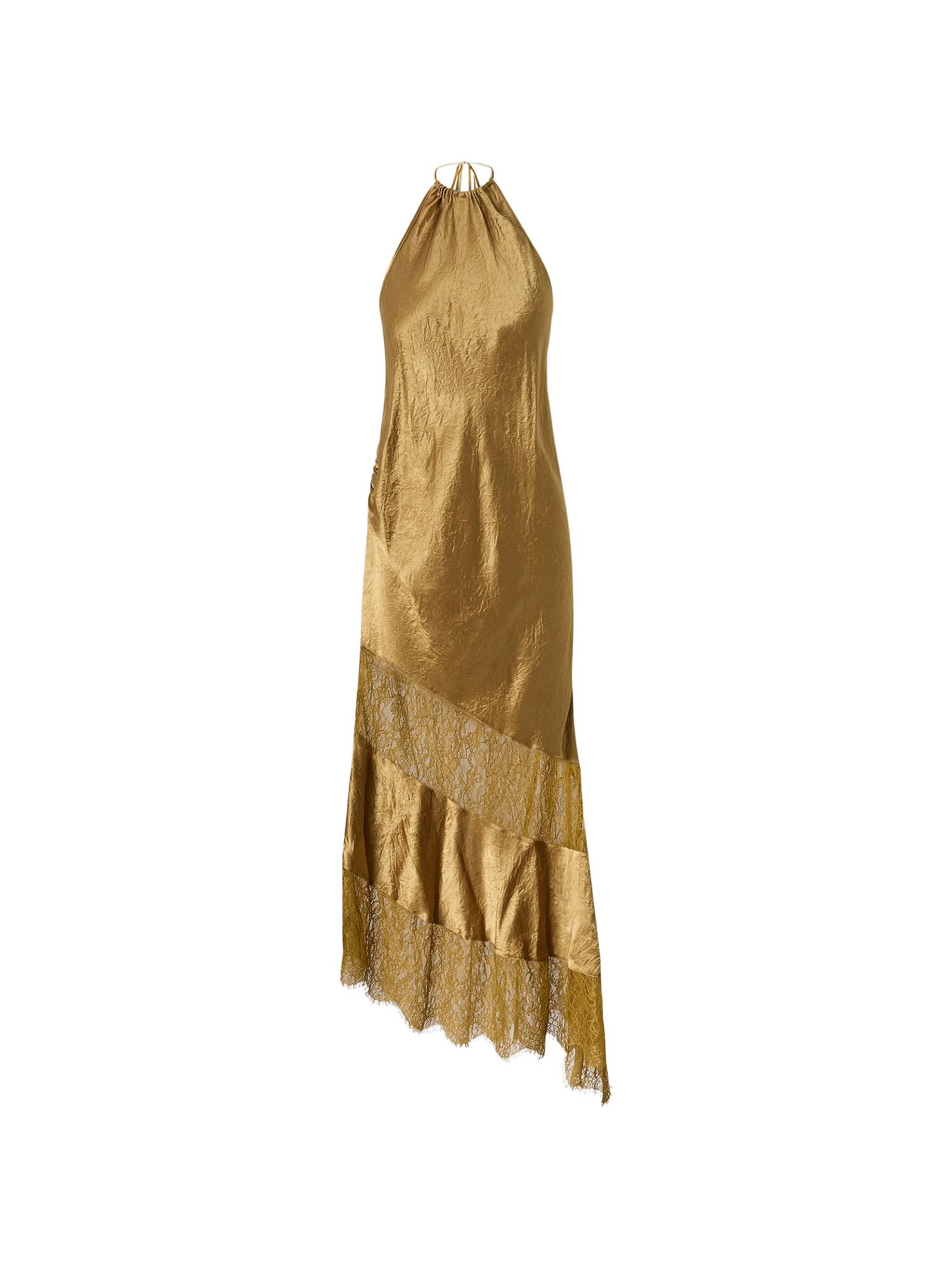 Платье Asymmetric satin midi dress with lace