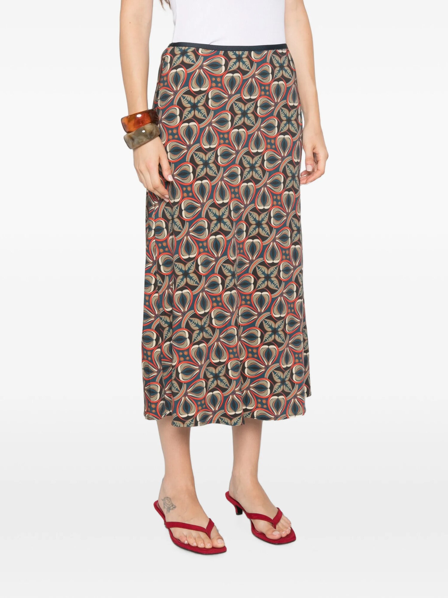 Юбка Siyu Geometric-print midi skirt, размер 44, Синий принт — фото 1