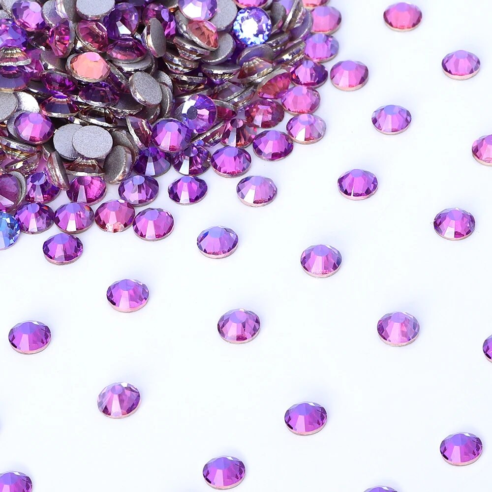 Стразы QIIY фиолетовые стеклянные без горячей фиксации SS16(3.8-4mm), Dream Lavender