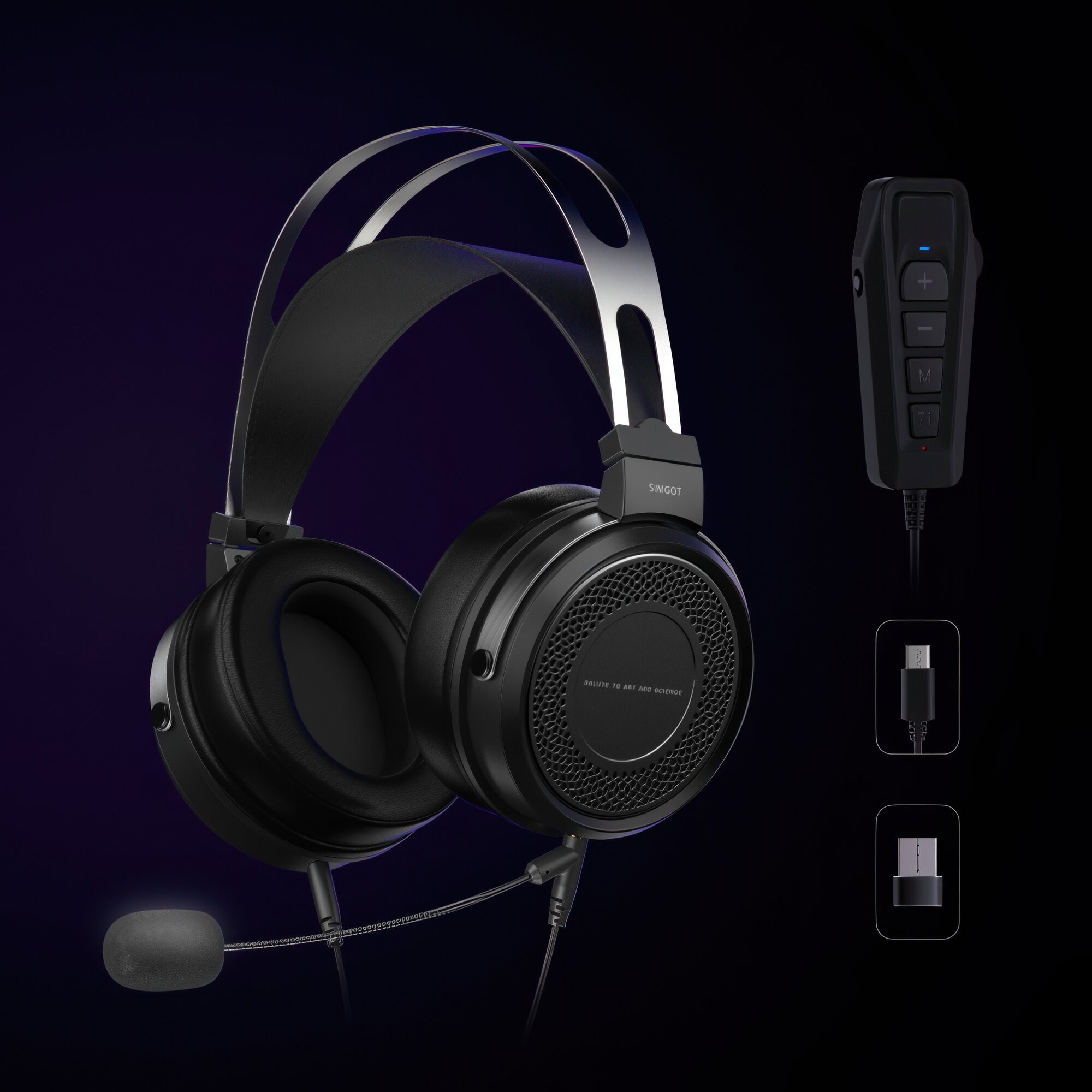 Проводные игровые полноразмерные наушники с микрофоном SIMGOT EP5（GH22+GEEW1), USB Type-C/A, черный