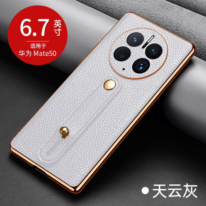 Чехол Andimei, для Huawei Mate 40 Pro, натуральная кожа, с рисунком, серый