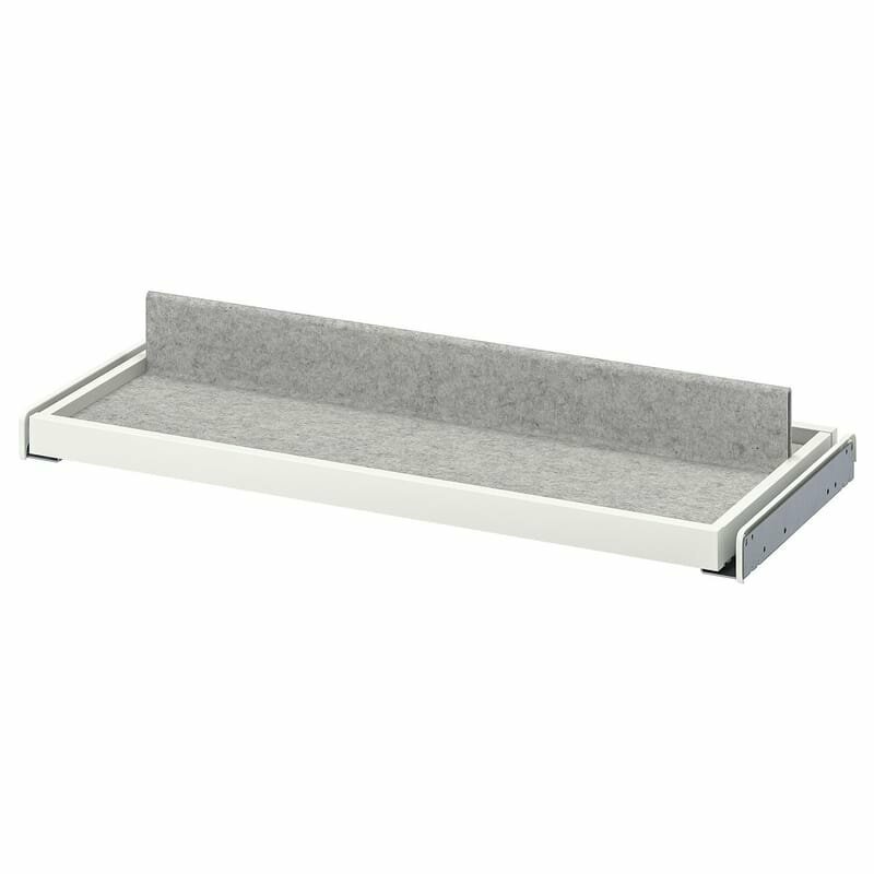 Корзина для хранения IKEA KOMPLEMENT выдвижной лоток с вкладышем для обуви, белый/светло-серый, 75x35 см 593.321.30