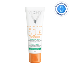 Виши Капитал Солей крем для жирной кожи 3в1 SPF50+ 50мл