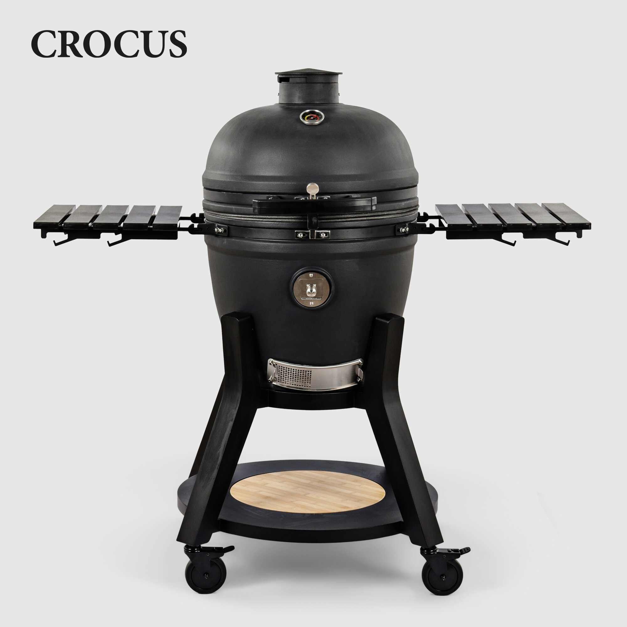 Гриль угольный камадо Crocus 54 см/21 дюйм матовый чёрный 130х72х122 см