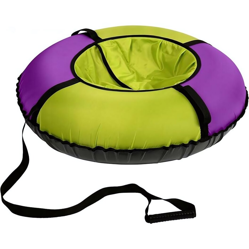 Тюбинг надувной 80 см с камерой, лавандовый/лимонный, морозостойкий до -25, ручки, буксировочный ремень