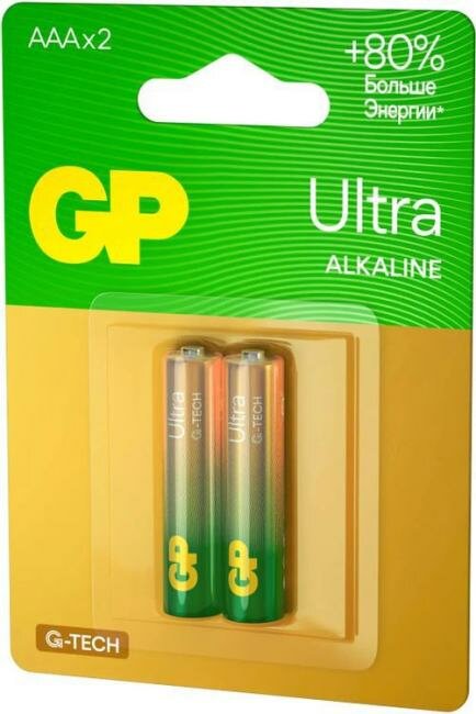GP 24AUA21-2CRSBC2 20/160 Батарея GP Ultra Alkaline 24AUA21-2CRSBC2 AAA (2шт) — фото 1