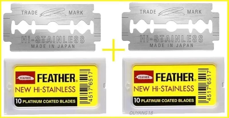 Двусторонние лезвия японские для Бритвы "New Hi-Stainless", в диспенсере, классические, для T-образных бритв и шаветок, 2 упаковки по 10 шт