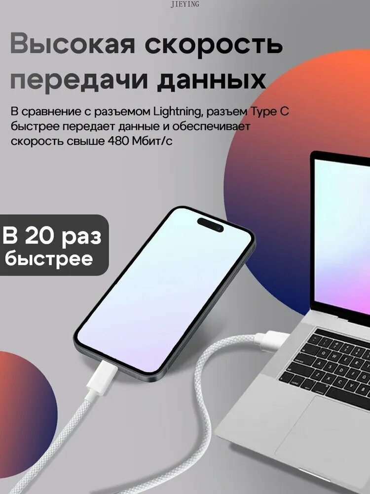 Аудиокабель USB Type-C/USB Type-C, 2 м, белый — фото 1