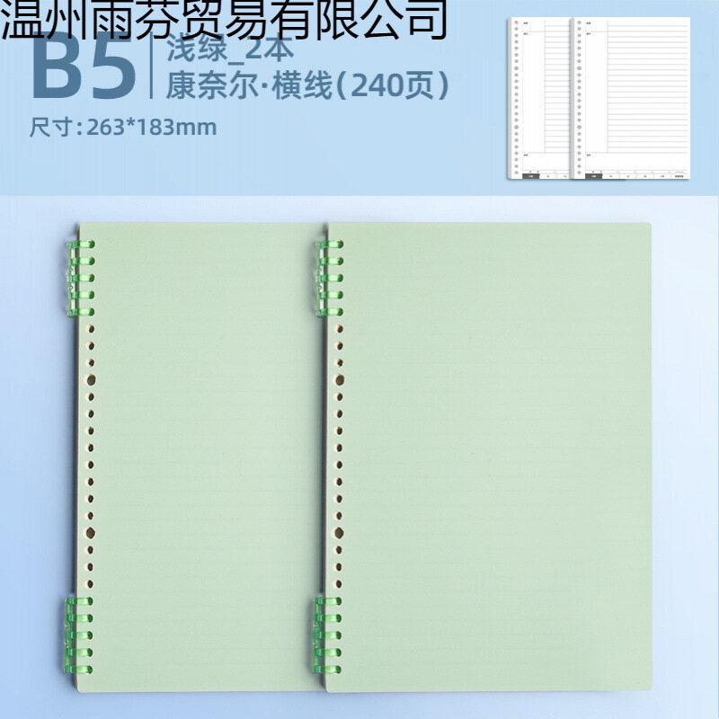 B5 Cornell Spiral Notebook с линейками, светло-зеленый, 2 обложки + 2 блока (240 страниц)