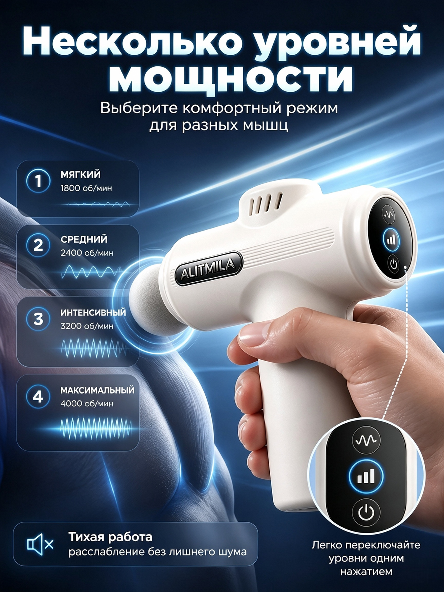 Перкуссионный массажер для тела ALITMILA Therapy Massage Gun