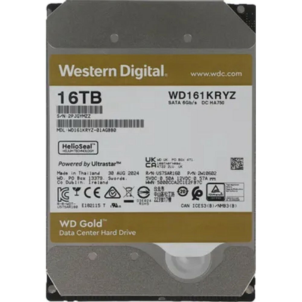 Внутренний HDD жесткий диск Western Digital WD161KRYZ Gold 16000ГБ
