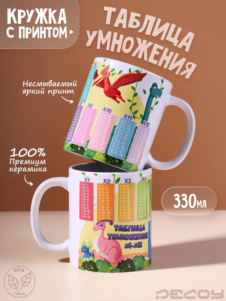 Керамическая кружка детская таблица умножения 330 мл