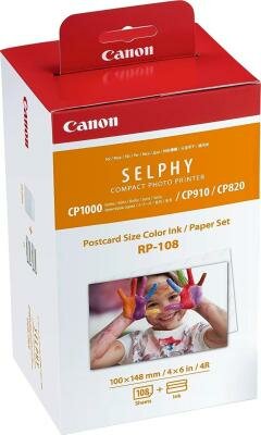 Набор Canon RP-108 бумага и цветные красители для SELPHY CP1200. 108 страниц.