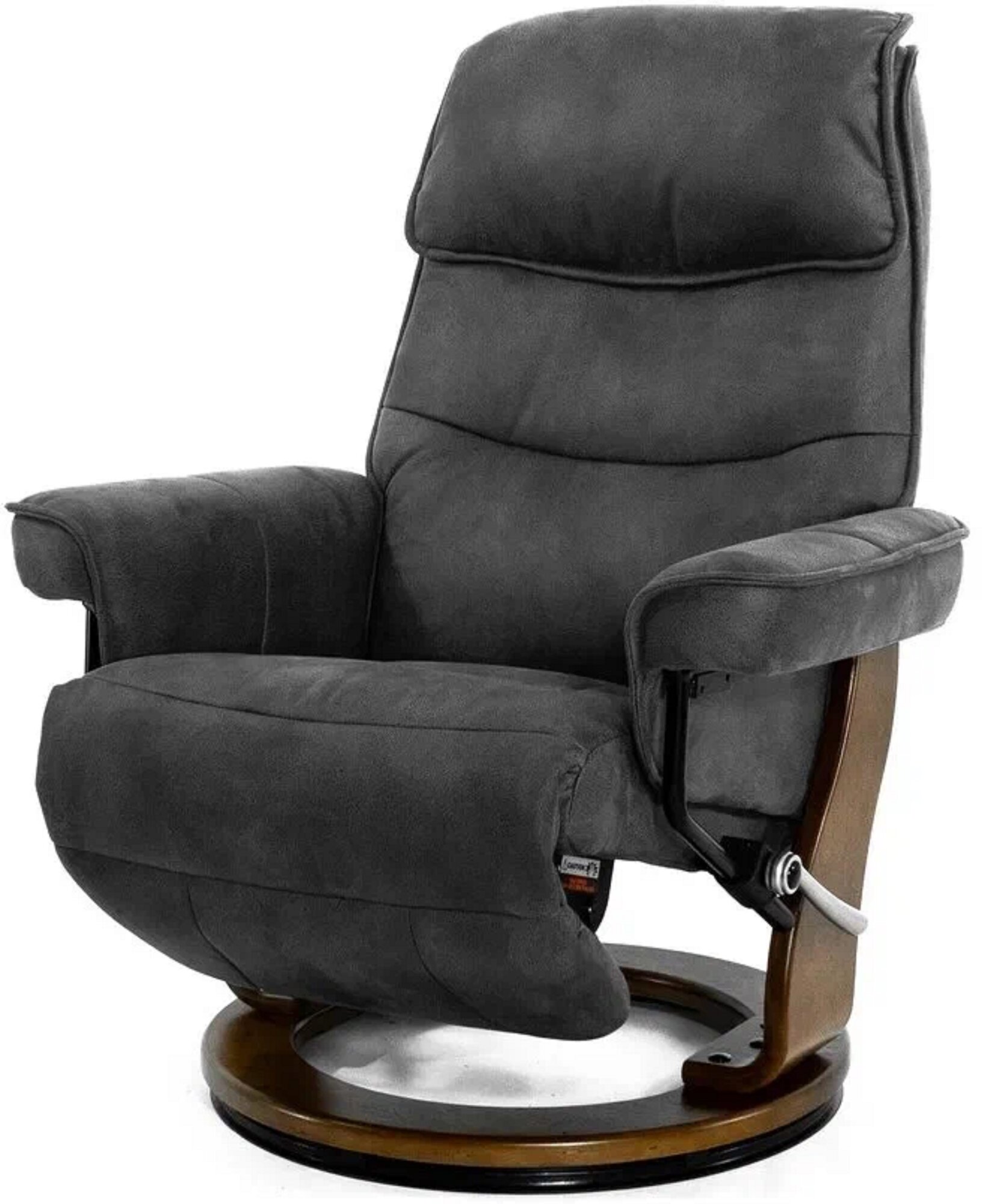 Кресло реклайнер FALTO Rio (встроенная подножка, искусственный нубук, тёмно серый)