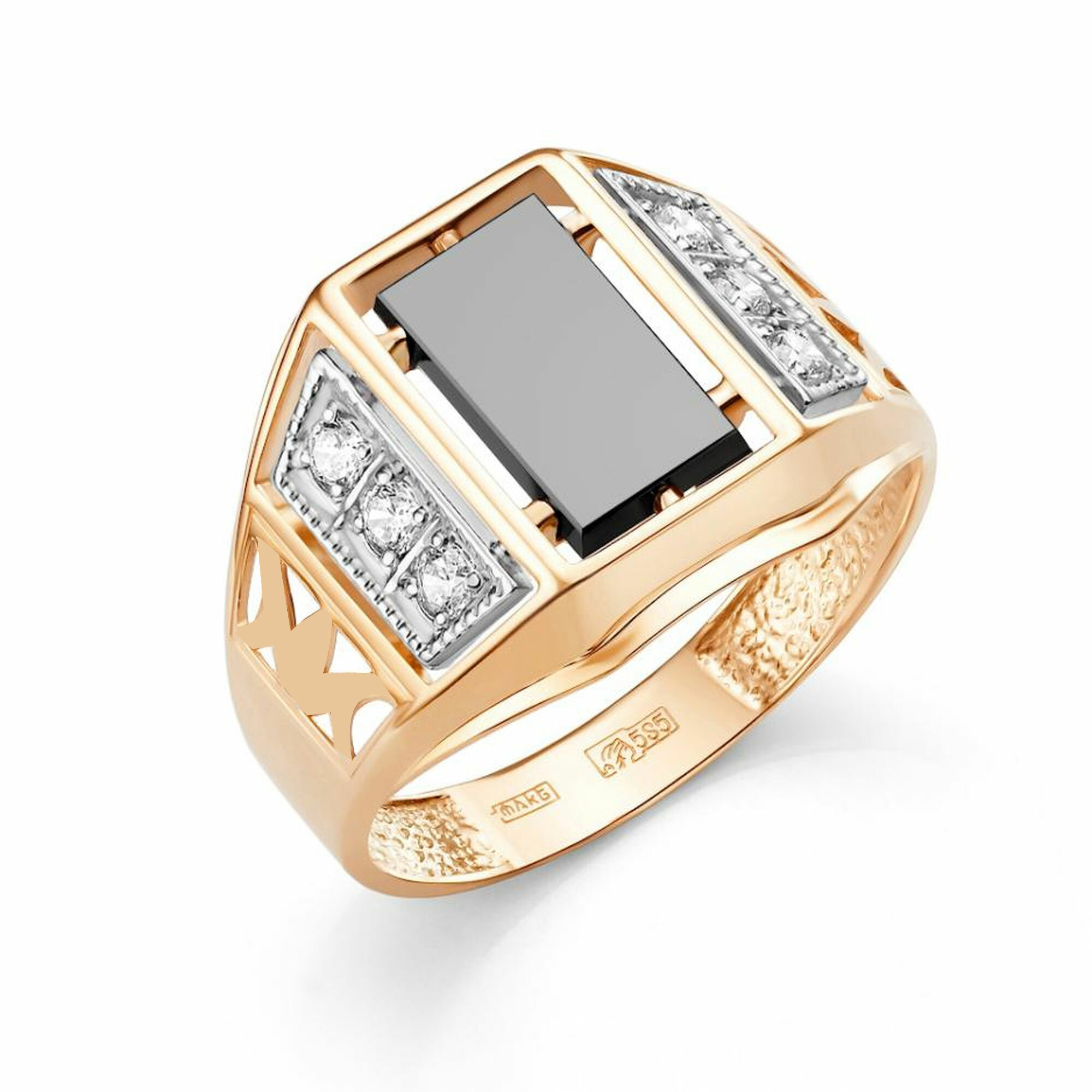 Печатка, красное золото, 585 проба, оникс