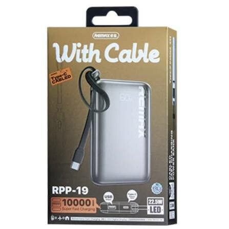 Внешний аккумулятор Power Bank RPP-19, 10000 mAh, серебро, индикатор заряда