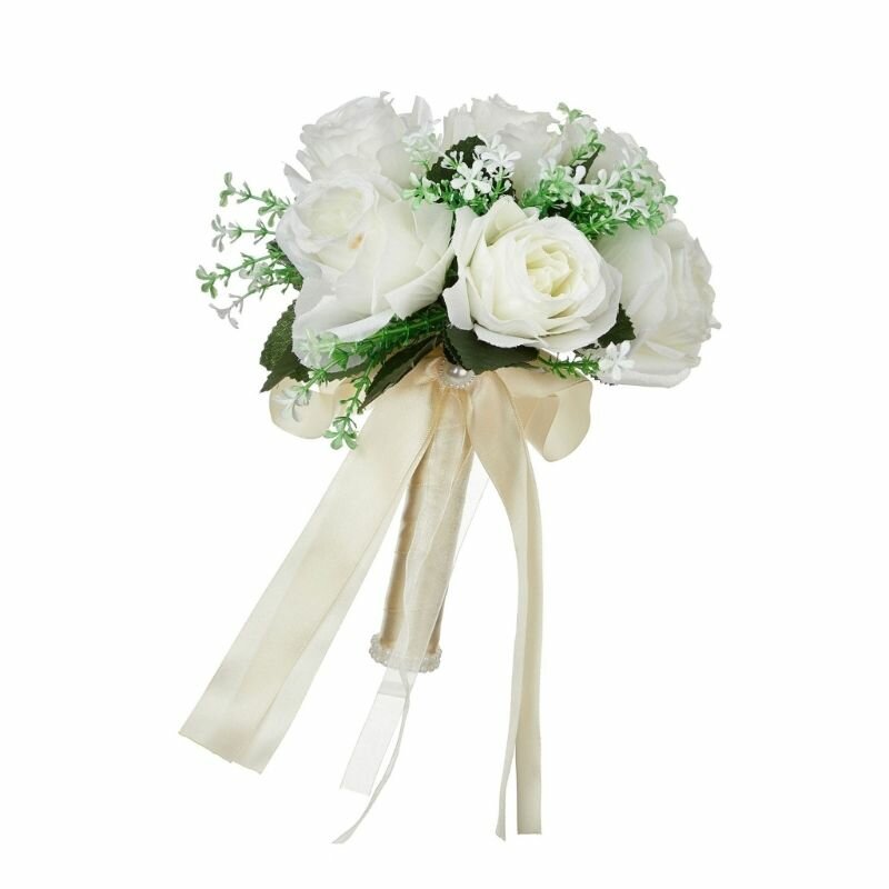 1 букет свадебной серии bride simulation bouquet-белая роза golden wisp