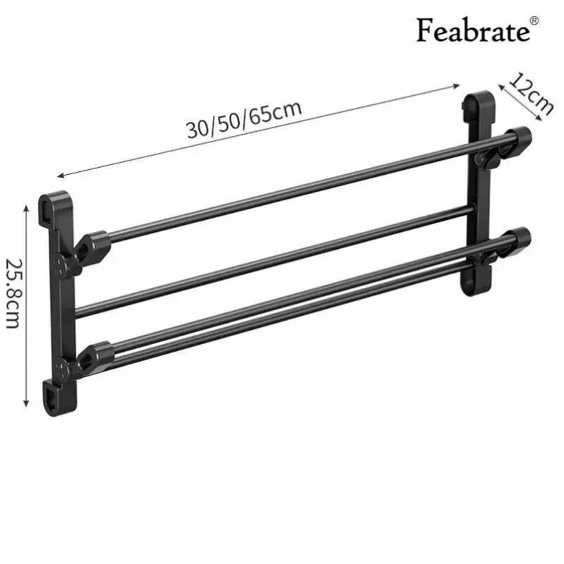 Обувница X65B_O, нержавеющая сталь, складная, настенное крепление, цвет черный
