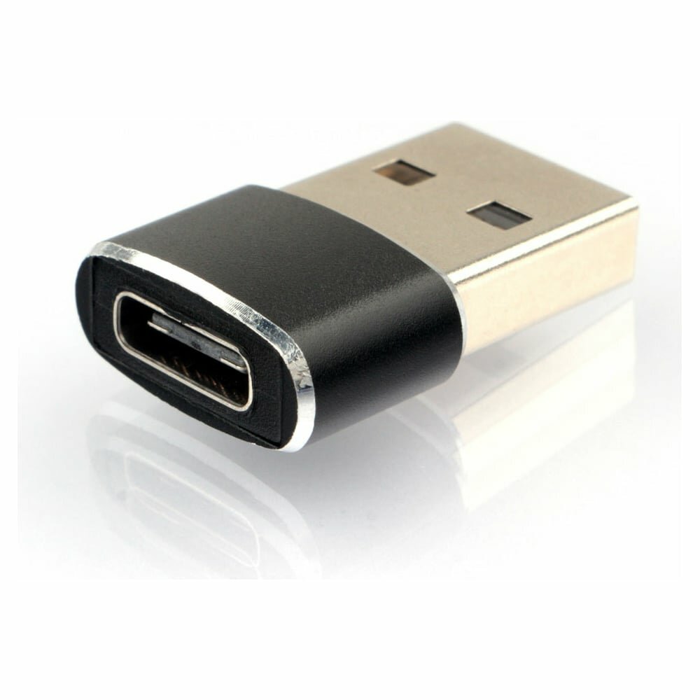 Переходник Cablexpert USB2.0, AM/Type-C(F), метал. коробкапус, Pro, черный, пакет A-USB2-AMCF-02