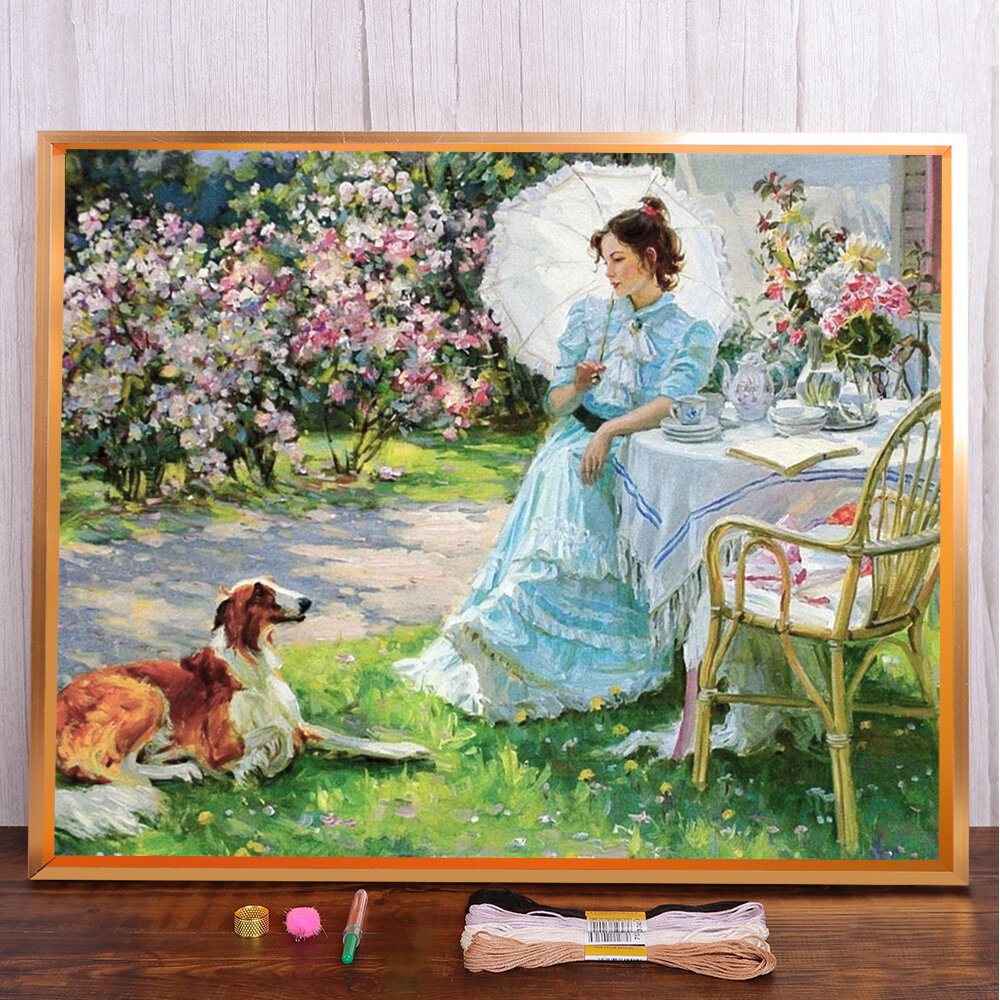 Эксклюзивный набор MEIAN Леди в саду 40x30CM 14CT