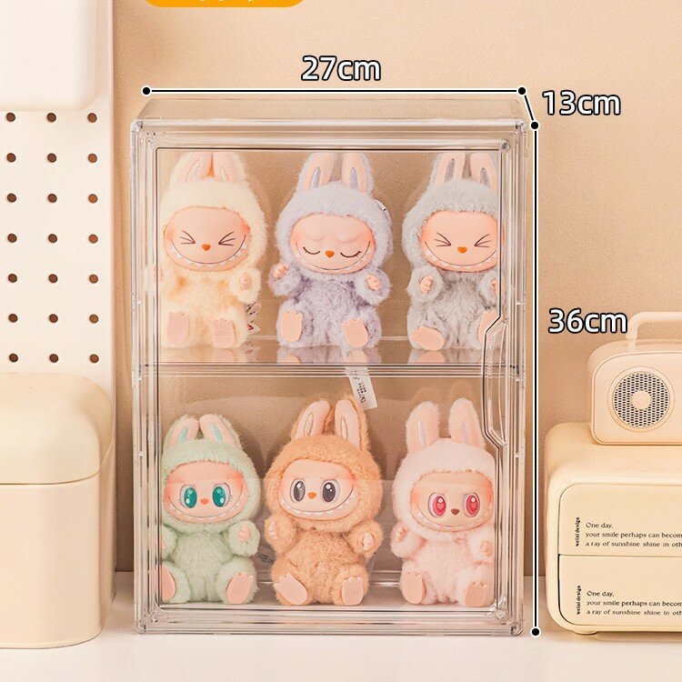 Настольный демонстрационный бокс Pop Mart Labubu для хранения фигурок, прозрачный акриловый шкаф для виниловых фигурок.