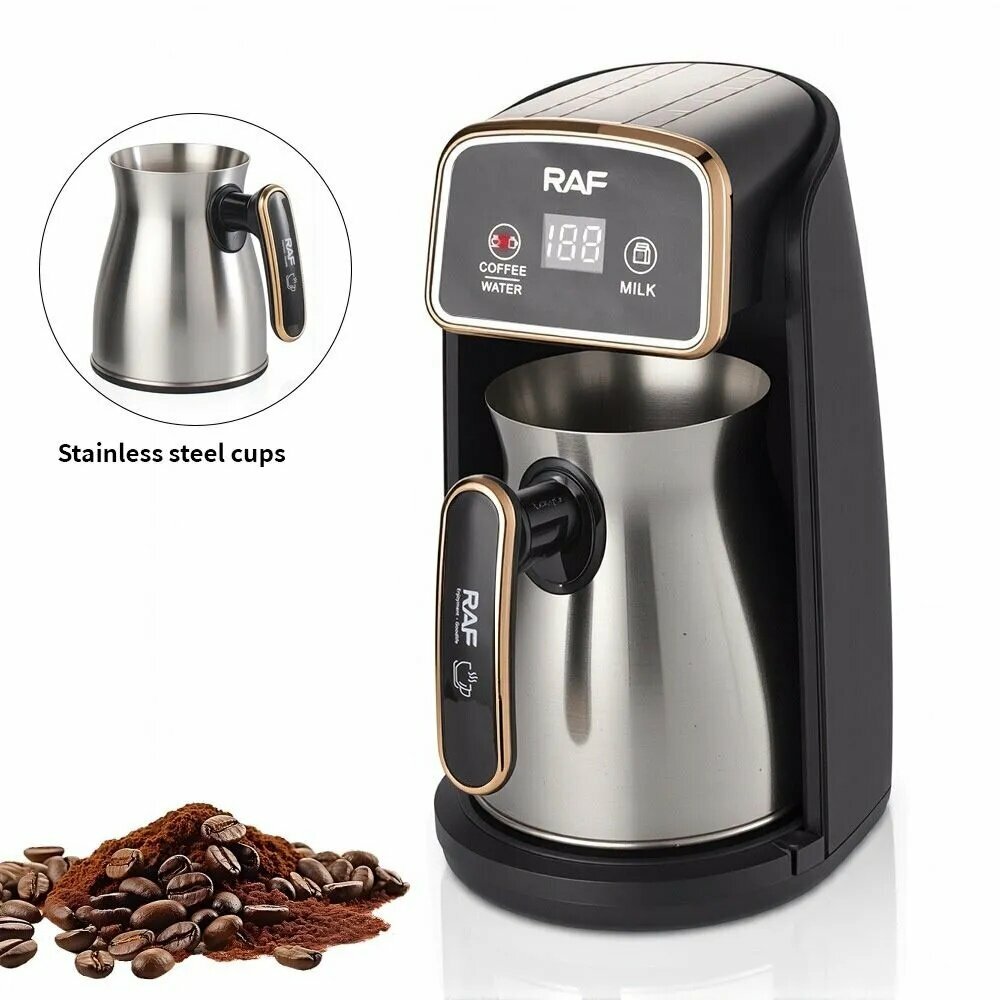 Турка электрическая электрическая турка для кофе, черный, серый металлик