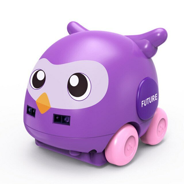 1:32 Автомобиль дистанционного управления Детский мультфильм Животный трек Автомобиль Сова 4 путь Избегание препятствий Следуйте беспроводным RC Игрушки для детей Подарок Электронный домашний животный (фиолетовый)