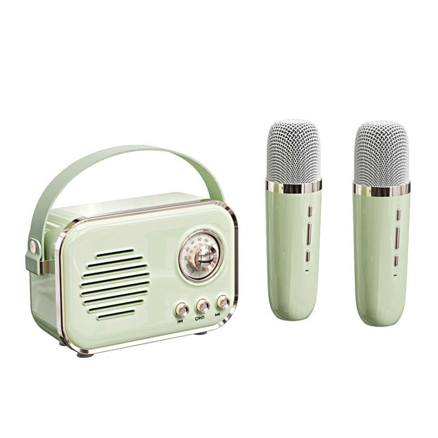 Мини колонка портативная беспроводная Bluetooth с микрофоном для караоке в сборе, мини HIFI сабвуфер, подарок, украшение, Retro Bluetooth Radio, модель P33PLUS, тип одинарный/двойной марк (выбор), материал ABS+UV электропокрытие, версия Bluetooth Jerry