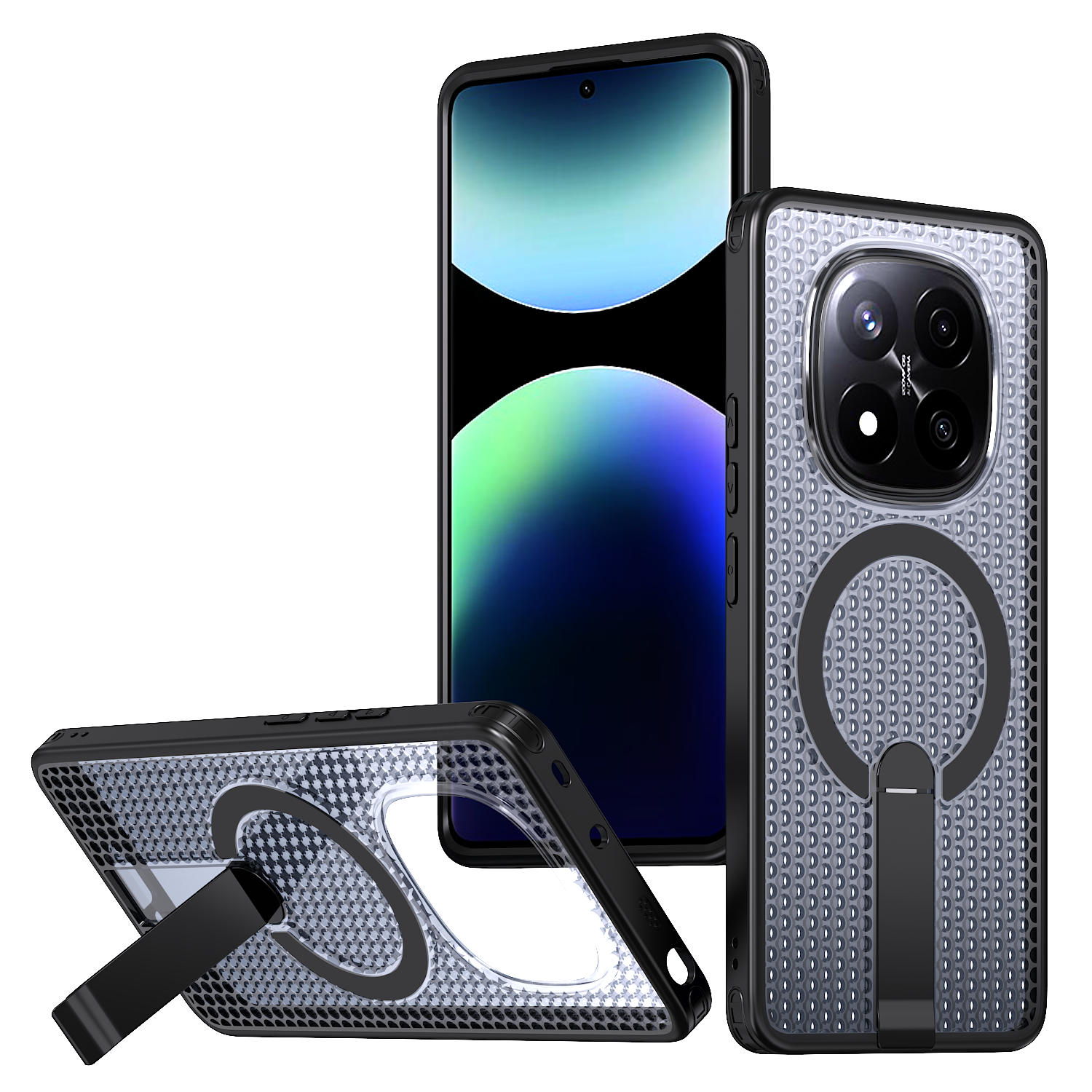 Чехол Для Xiaomi Redmi Note 14 Pro и Poco X7 / Редми Ноте 14 Про+ и Поко Х7, soft touch, накладка, поликарбонат (PC), защита камеры, ударопрочный, встроенная подставка, усиленные углы, Xiaomi, Poco X7