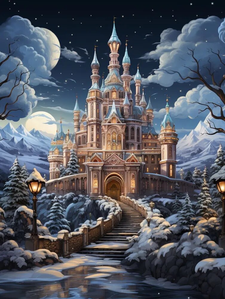 Алмазная Картина "Великолепный Замок" 40х50 См Алмазная Вышивка / Картина Стразами Подарков