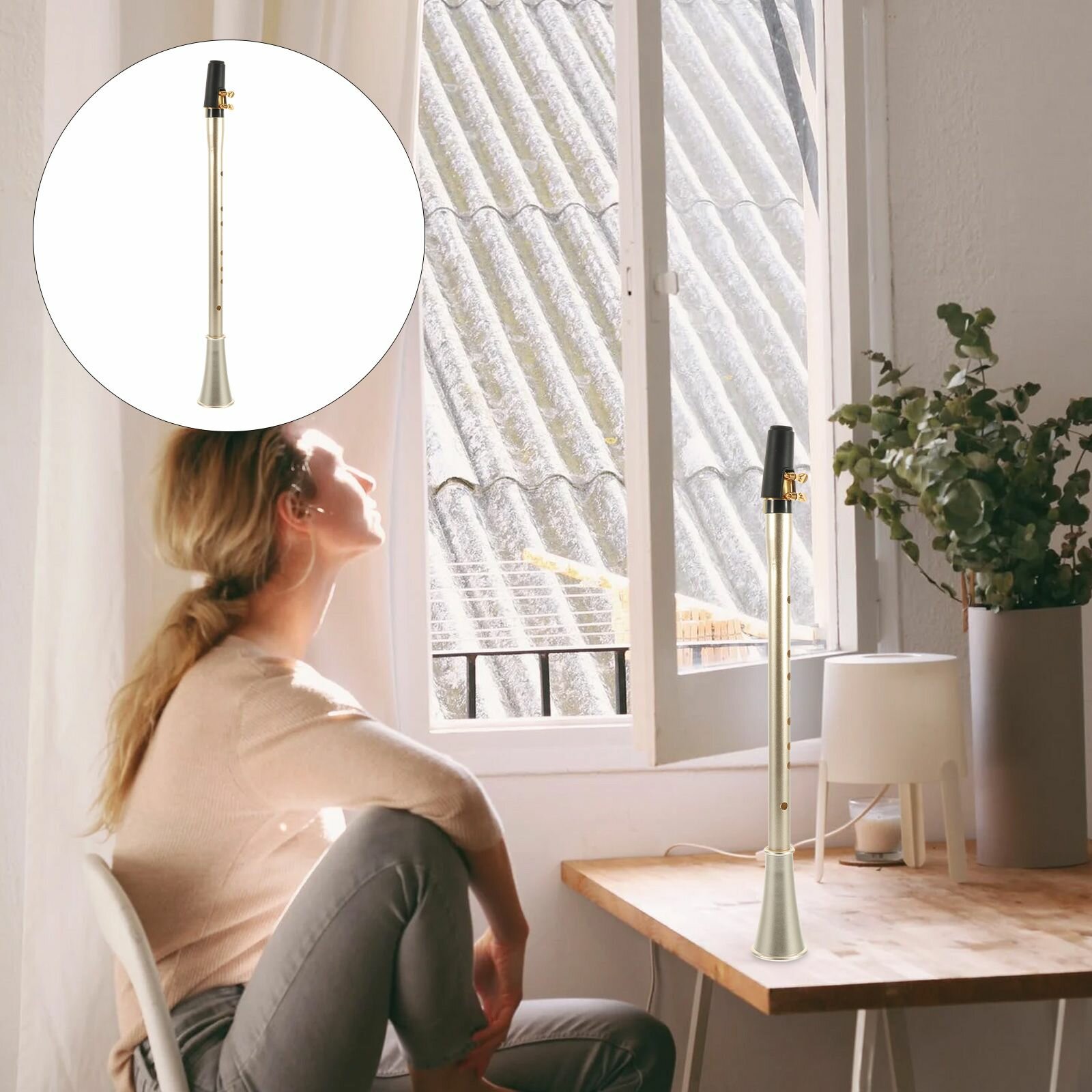 Кларнет, Золотистый, Из ABS-пластика, Для выступлений, 1 Комплект