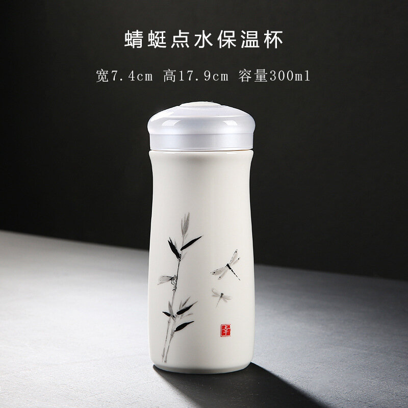 Высококачественная двухслойная сине-белая фарфоровая керамическая термокружка, креативная керамическая кружка для воды, промо-кружка, практичный подарок для учителей