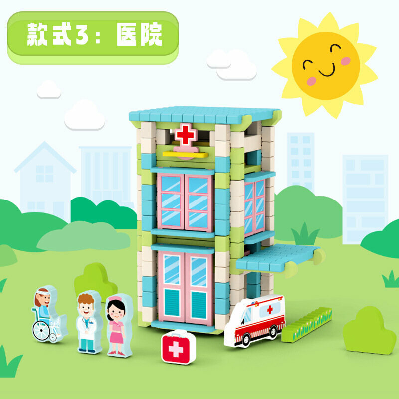 Игрушка для детей с строительными блоками Mortise and Tenon, крупные частицы, строительные блоки Luban, деревянные строительные блоки для домов, прямой оптовый продажа через границу