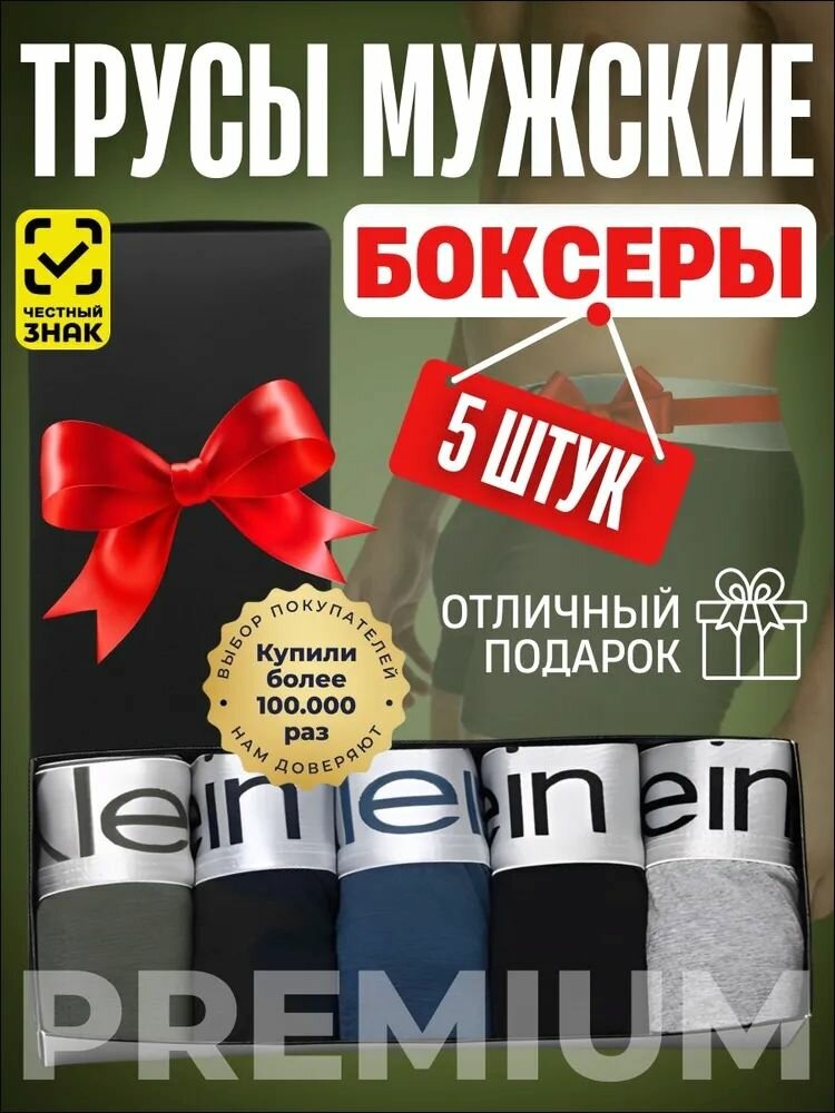 Комплект трусов боксеры трусы мужские набор, 5 шт