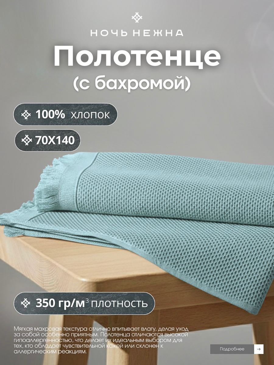 Полотенце банное вафельное Ночь Нежна "Canvas" Небесный 70х140