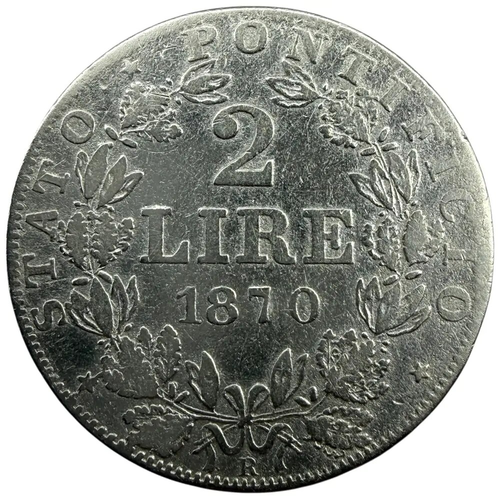 Ватикан 2 лиры 1870 г. (XXIV)