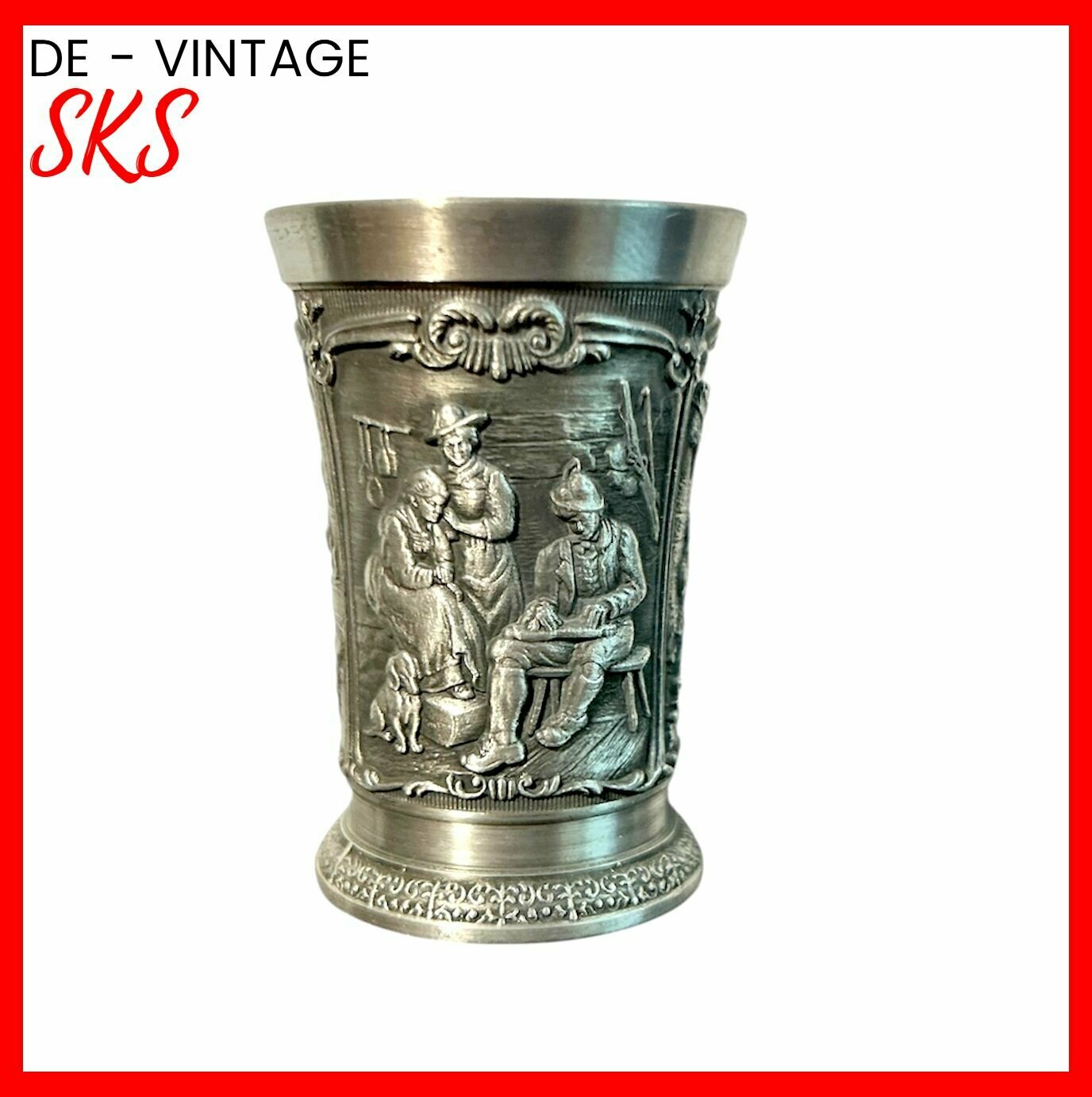 Рюмка Игра на литре, олово SKS, винтаж. Германия