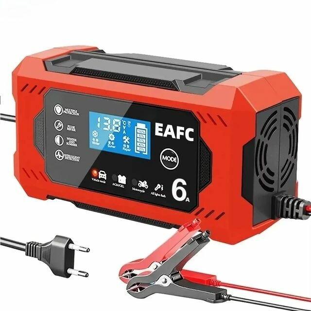 12V / 6A Автомобильные интеллектуальные зарядные устройства жидкокристаллический дисплей для быстрой зарядки AGM с глубоким циклом.