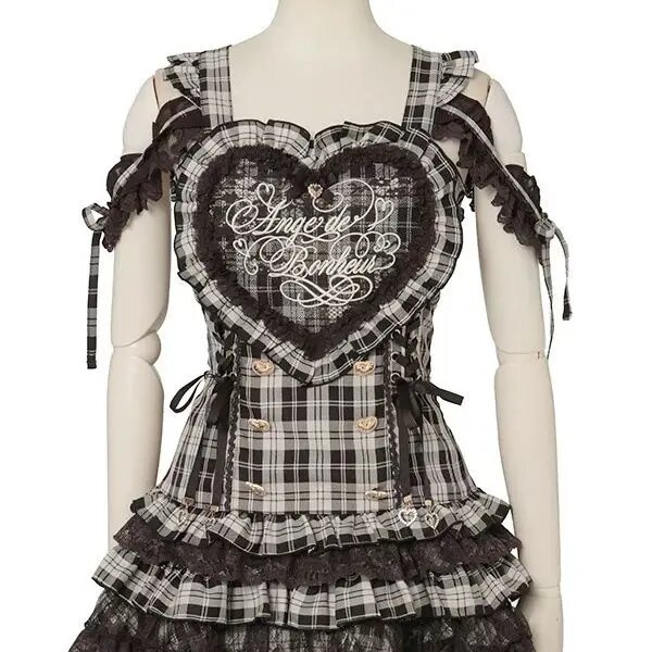 Клетчатое платье-джемпер в стиле Лолита, M, plaid set