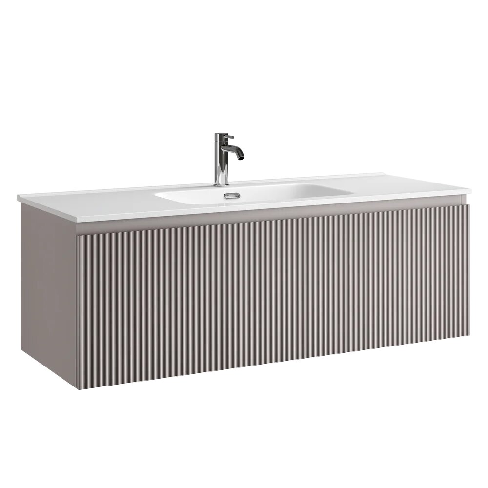 Тумба с раковиной Sancos Snob R 1.0 120 подвесная, 121 см, с ящиками, прямоугольная, в современном стиле, из МДФ, коричневая, из фарфора