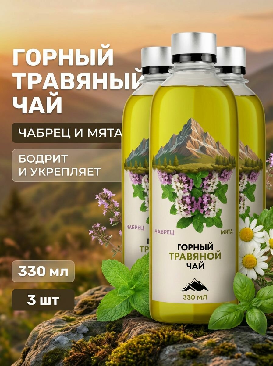 (3шт) Горный травяной чай Чабрец и мята, 330 мл