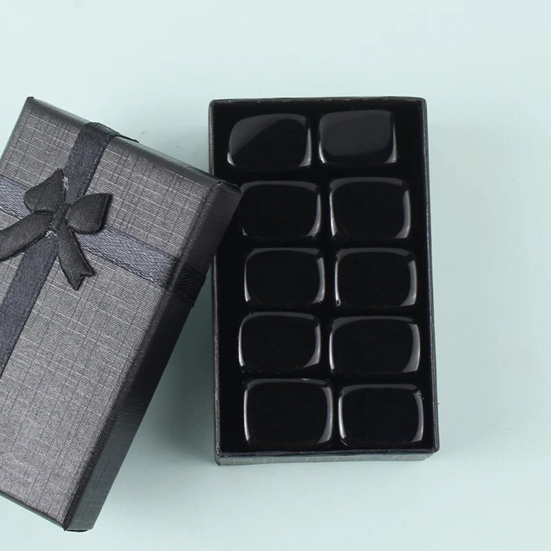 Набор из 10 натуральных кварцевых камней Серый, obsidian