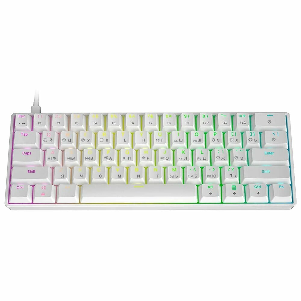 Клавиатура проводная , (Gateron Red), Русская раскладка, белый